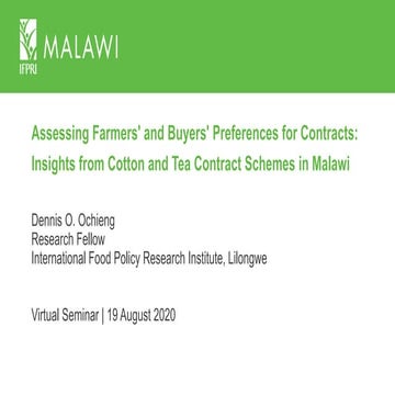 Assessing Farmers' and Buyers' Preferences for Contracts: Insights from ...