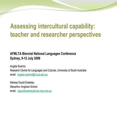 Assessing Intercultural Capability 8.7.09