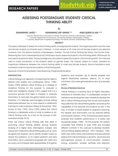 Psychosocial Factors which Influence College Student’s Academic Pathway ...