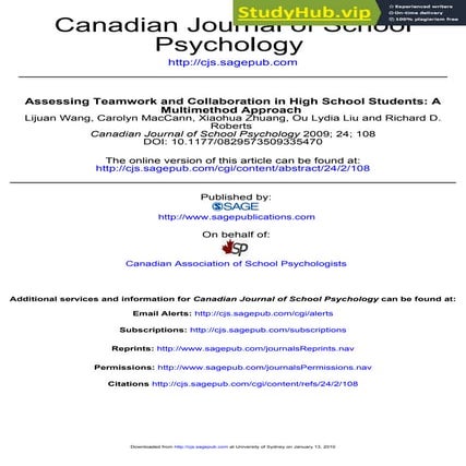 Assessing Teamwork And Collaboration In High School Students A Multi ...
