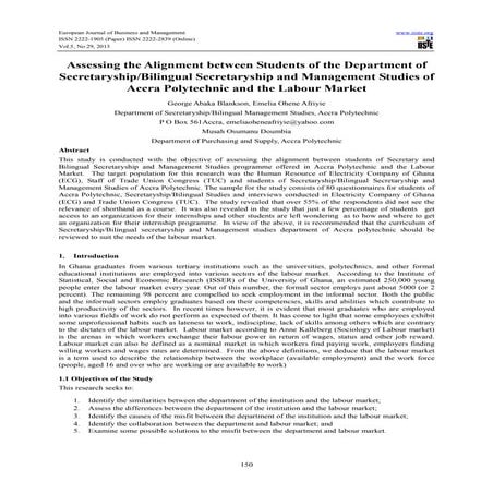 Assessing the alignment between students of the department of ...