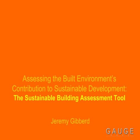 Assessing the built environment's contribuition to sustainable ...