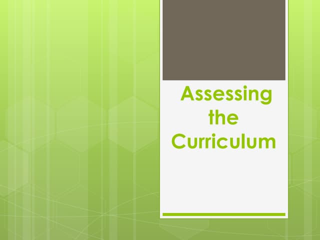 Tools and Strategies to assess the curriculum | PPTX