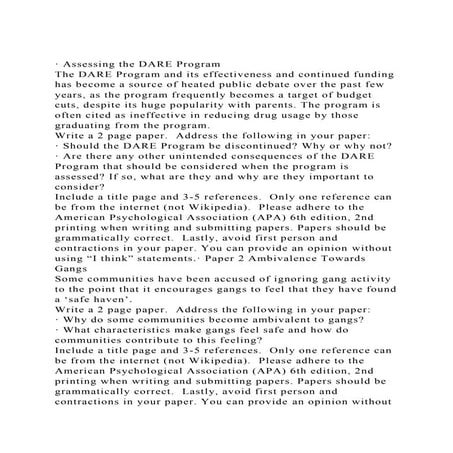 · Assessing the DARE ProgramThe DARE Program and its effectivene.docx