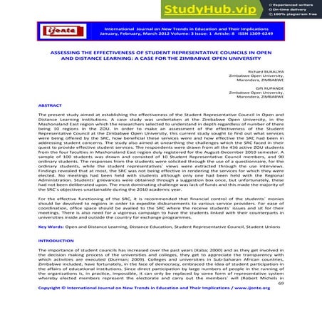 Assessing The Effectiveness Of Student Representative Councils In Open ...