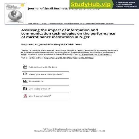 Assessing The Impact Of Information And Communication Technologies On The Performance Of ...