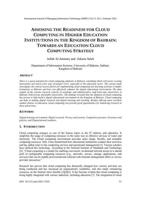 Application of Cloud Computing Models in Education | PDF