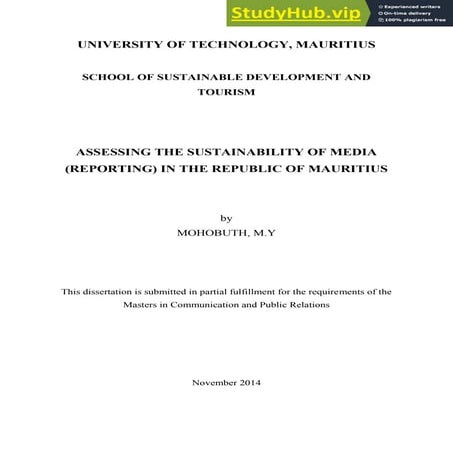 ASSESSING THE SUSTAINABILITY OF MEDIA (REPORTING) IN THE REPUBLIC OF ...