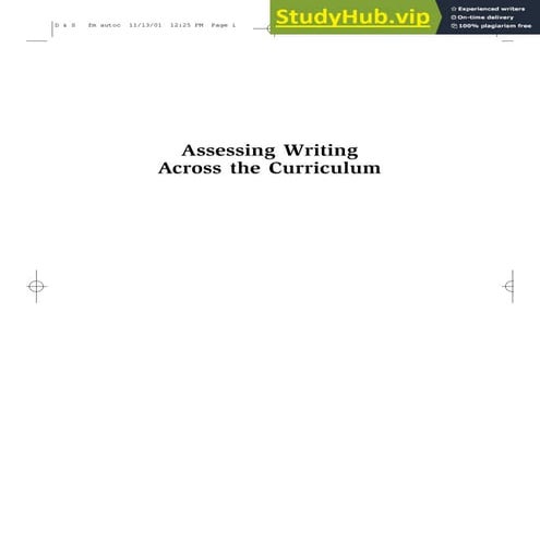 Assessing Writing Across The Curriculum Pdf