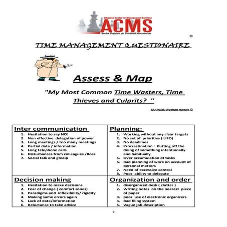 Assess & map & mckenzie 10 reasons for time waisters and culprits ...