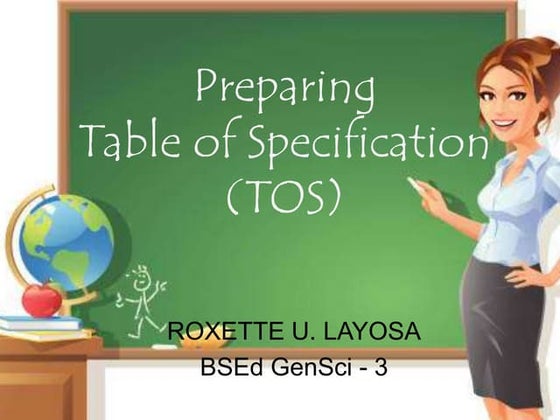 Table of specifications | PPTX