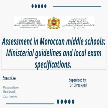 Assessment in Moroccan High Schools: Ministrial Guidelines and Bac ...