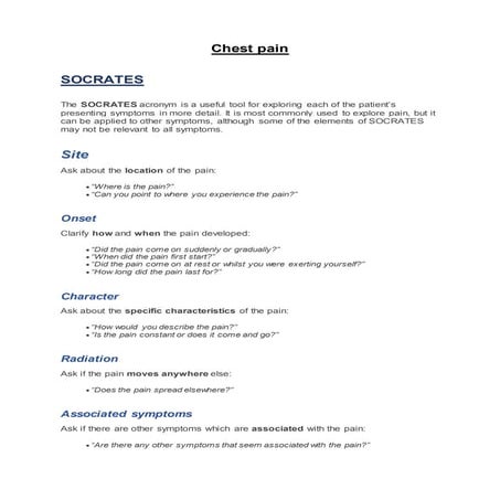 chest pain checklist | DOCX