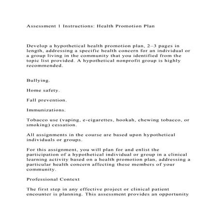 Assessment 1 Instructions Health Promotion PlanDevelop a hy.docx