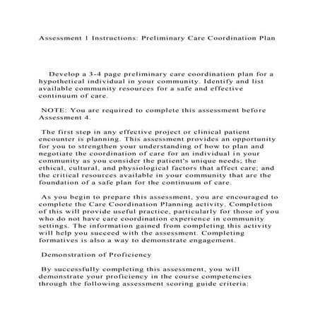Assessment 1 Instructions Preliminary Care Coordination Plan .docx