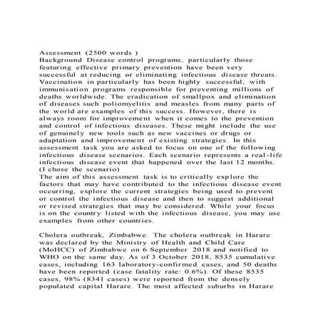 Assessment (2500 words ) Background Disease control programs, | PDF
