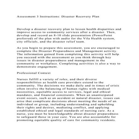 Assessment 3 Instructions Disaster Recovery PlanDevelop a d.docx