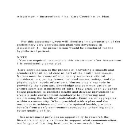 Assessment 4 Instructions Final Care Coordination Plan .docx ...