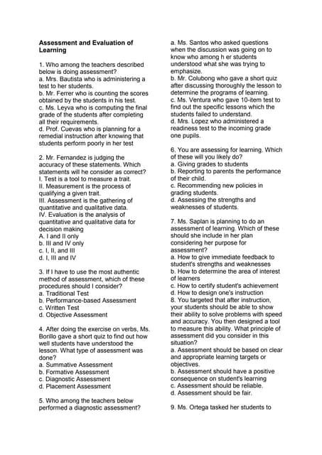 EDUC 105 - POST-TEST 1 UNIT 1 AND 2.pptx | Educational Assessment ...