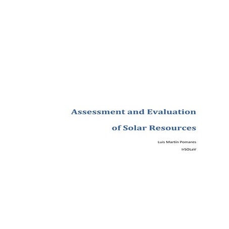 Assessment and evaluation of solar resources adb course | PDF