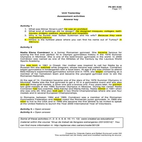 Assessment answer key | PDF