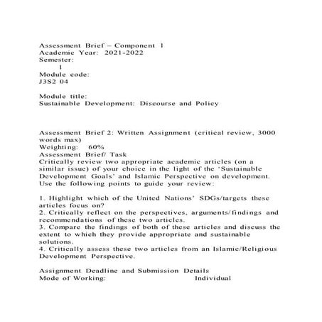 Assessment brief – component 1 academic year 2021 2022semeste | DOCX