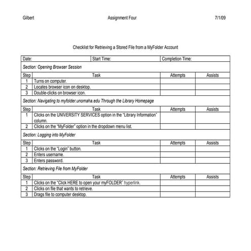 Assessment Checklist | PDF