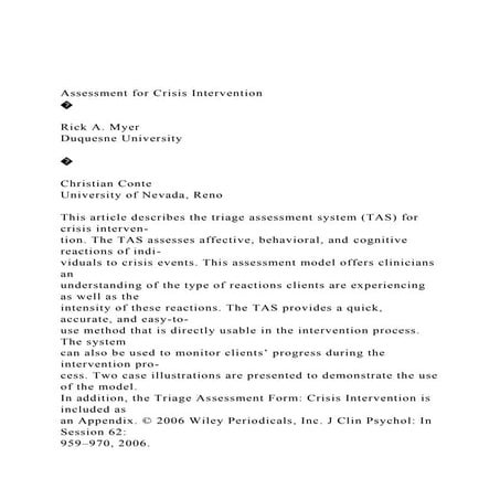 Triage Assessment Form Crisis Intervention © by R. A. Myer,.docx