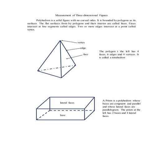 Measurement of Three Dimensional Figures _Module and test questions ...