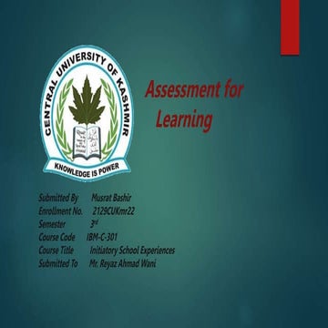 Concept of assessment for learning.pptx. | PPT
