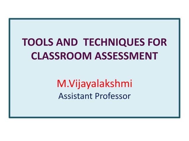 Tools of assessment | PDF