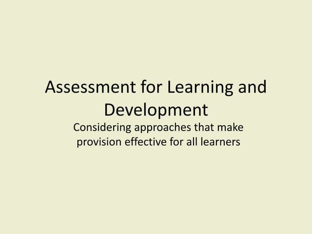 Assessment for, of, and as learning | PPTX