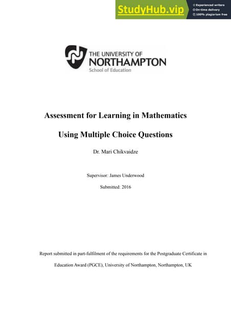Assessment For Learning Using Multiple Choice Questions | PPT