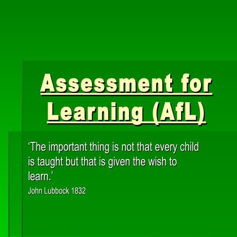 Assessment For Learning Parent Workshop | PPT