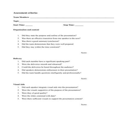 Assessment form oral presentation | PDF