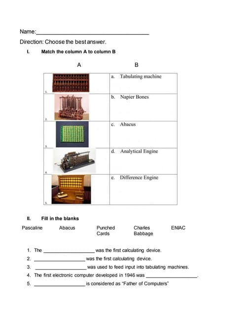 Computer grade 1- 1st Quarter Exam | DOCX | Computer Peripherals | Computing