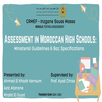 Assessment in Moroccan High Schools: Ministrial Guidelines and Bac ...