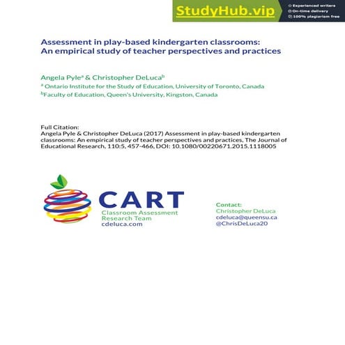 Assessment in play-based kindergarten classrooms An empirical study of ...