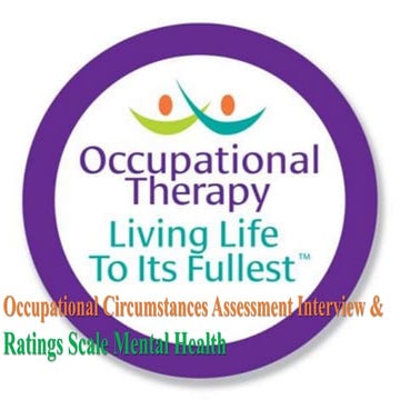 Occupational Therapy Assessment Interview and Rating Scale Mental ...