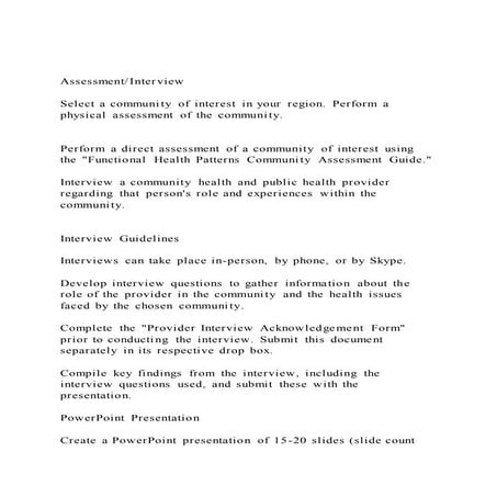 AssessmentInterviewSelect a community of interest in your r | DOCX