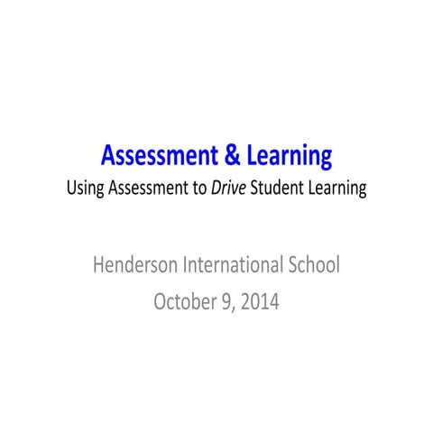 Assessment & Learning Presentation | PPTX