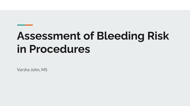 Assessment Of Bleeding Risk In Procedures Pdf