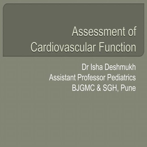 Assessment of cardiovascular function | PPTX