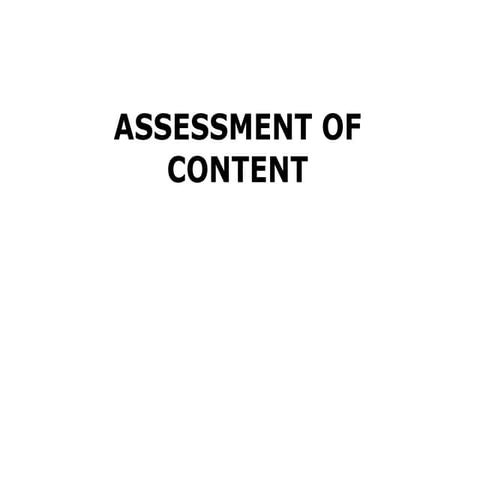 Assessment of content | PPT