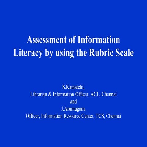 Assessment of information literacy by using the rubric | PPT