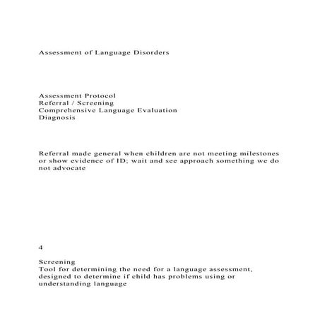 Assessment of Language DisordersAssessment Protocol.docx | Parenting ...