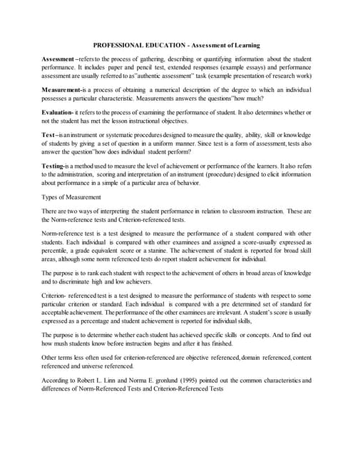 Assessment of learning 1 | PPTX