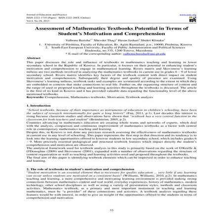 Assessment of mathematics textbooks potential in terms of student’s ...