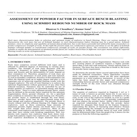 Assessment of powder factor in surface bench blasting | PDF