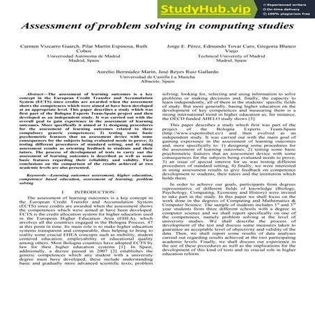 Assessment Of Problem Solving In Computing Studies | PDF
